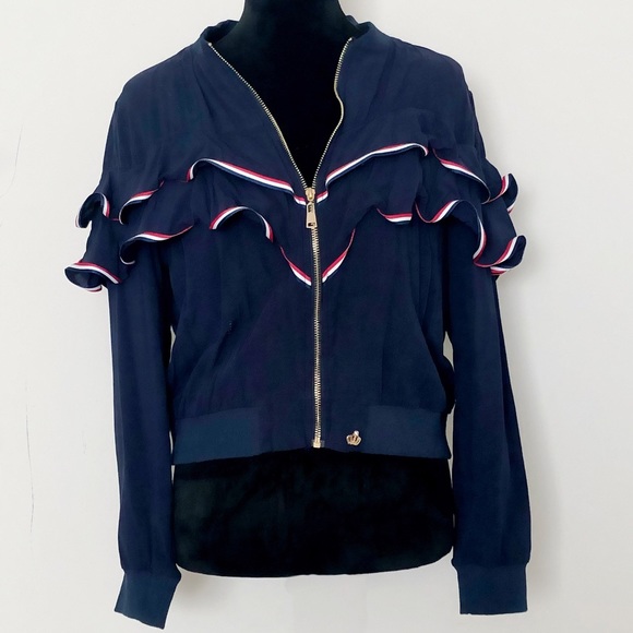 Jackets & Coats | New Super Cute Ruffled Navy Jacket | Poshmark